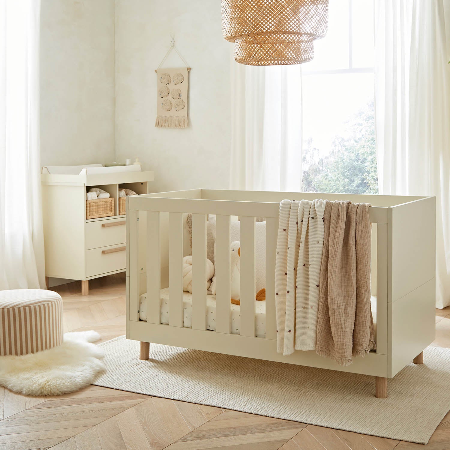 CuddleCo Harper Cot Bed - Cream & Ash | Simply Baby
