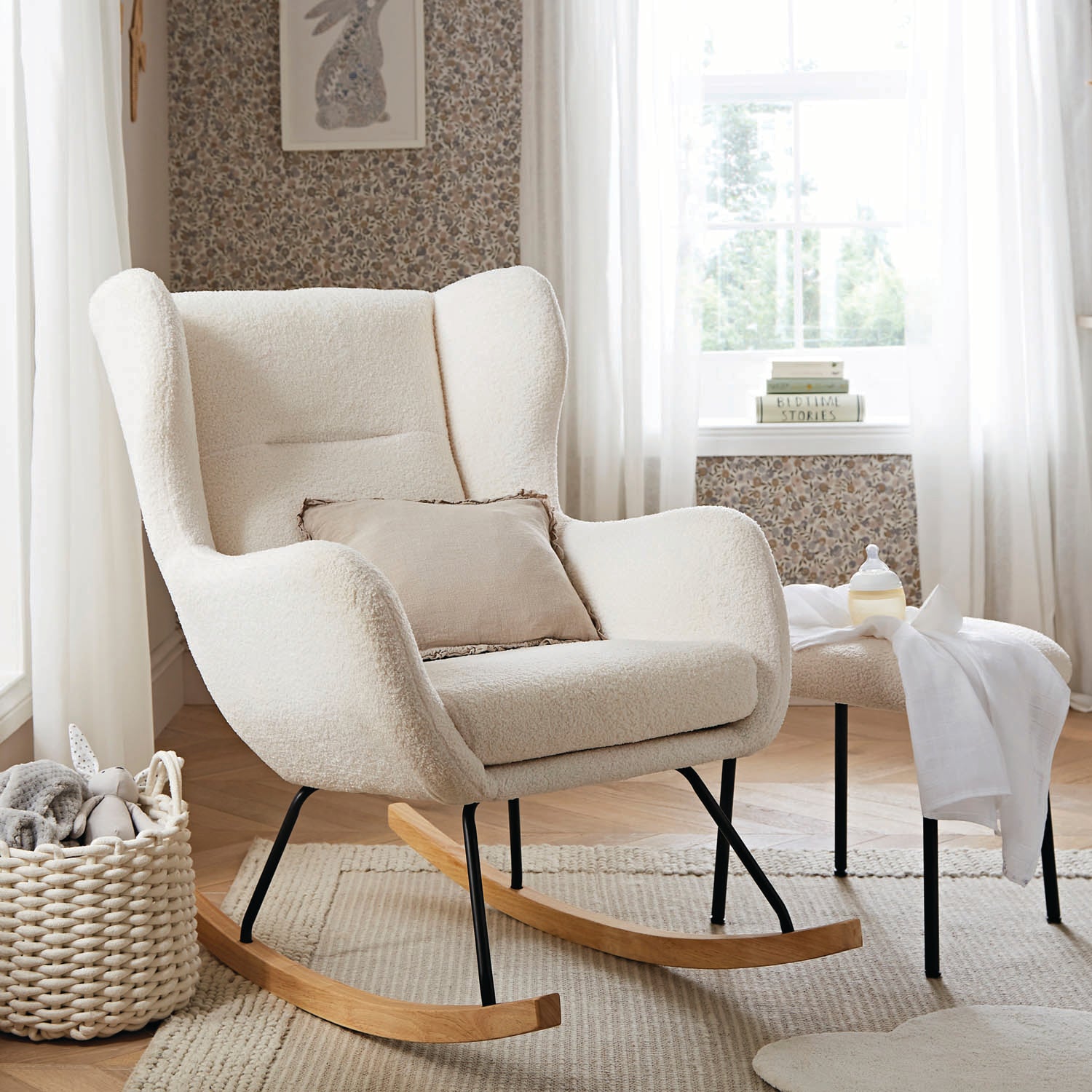 CuddleCo Marley Nursing Chair and Footstool - Teddy Off White | Simply Baby