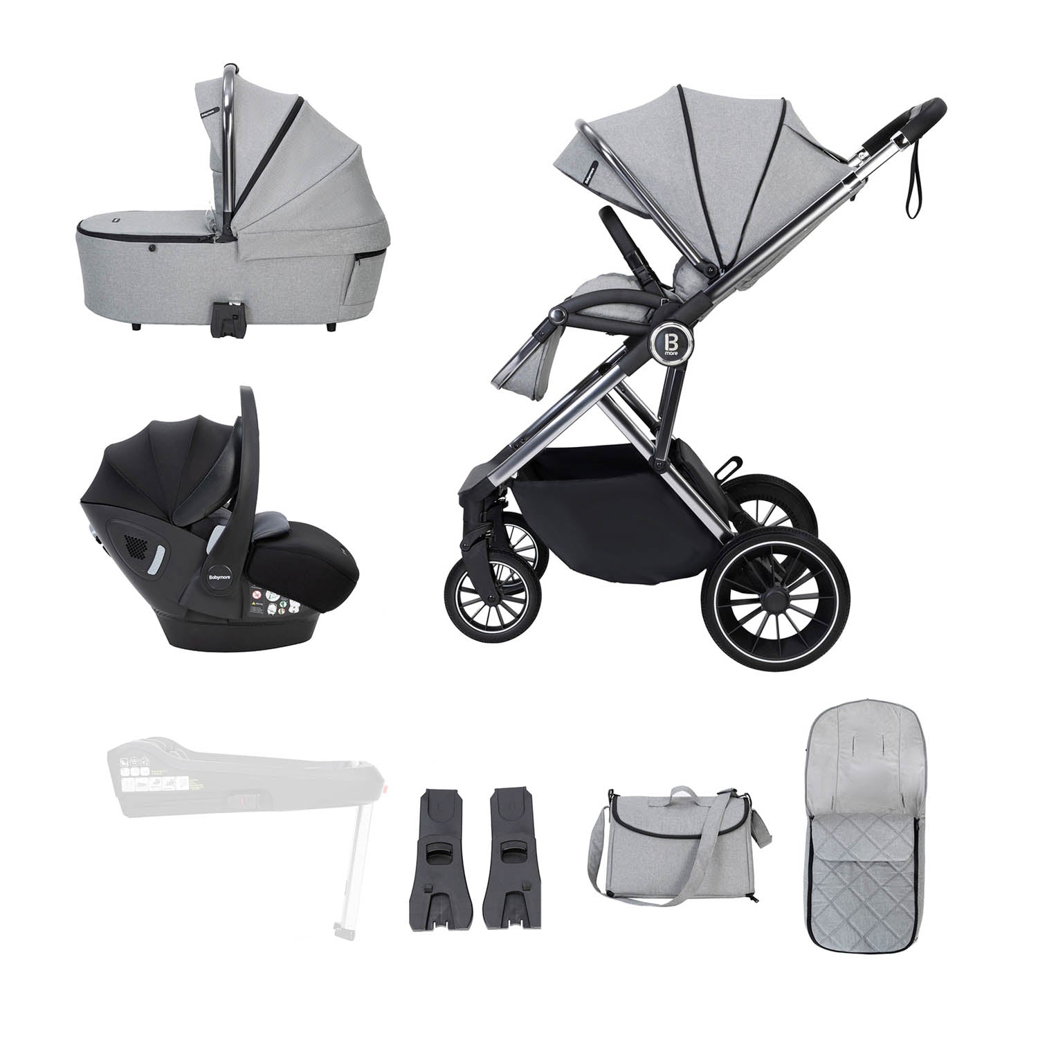 Babymore Chia Travel System Pecan Car Seat - Pearl Grey | Simply Baby
