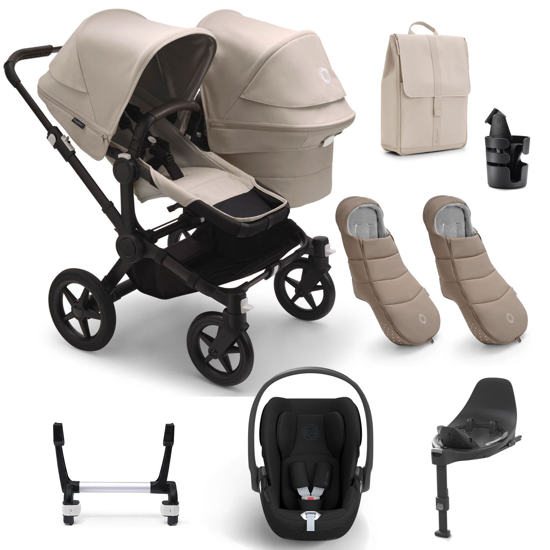 Bugaboo Donkey 5 Duo Ultimate Cybex Cloud T Travel System - Desert Tau ...