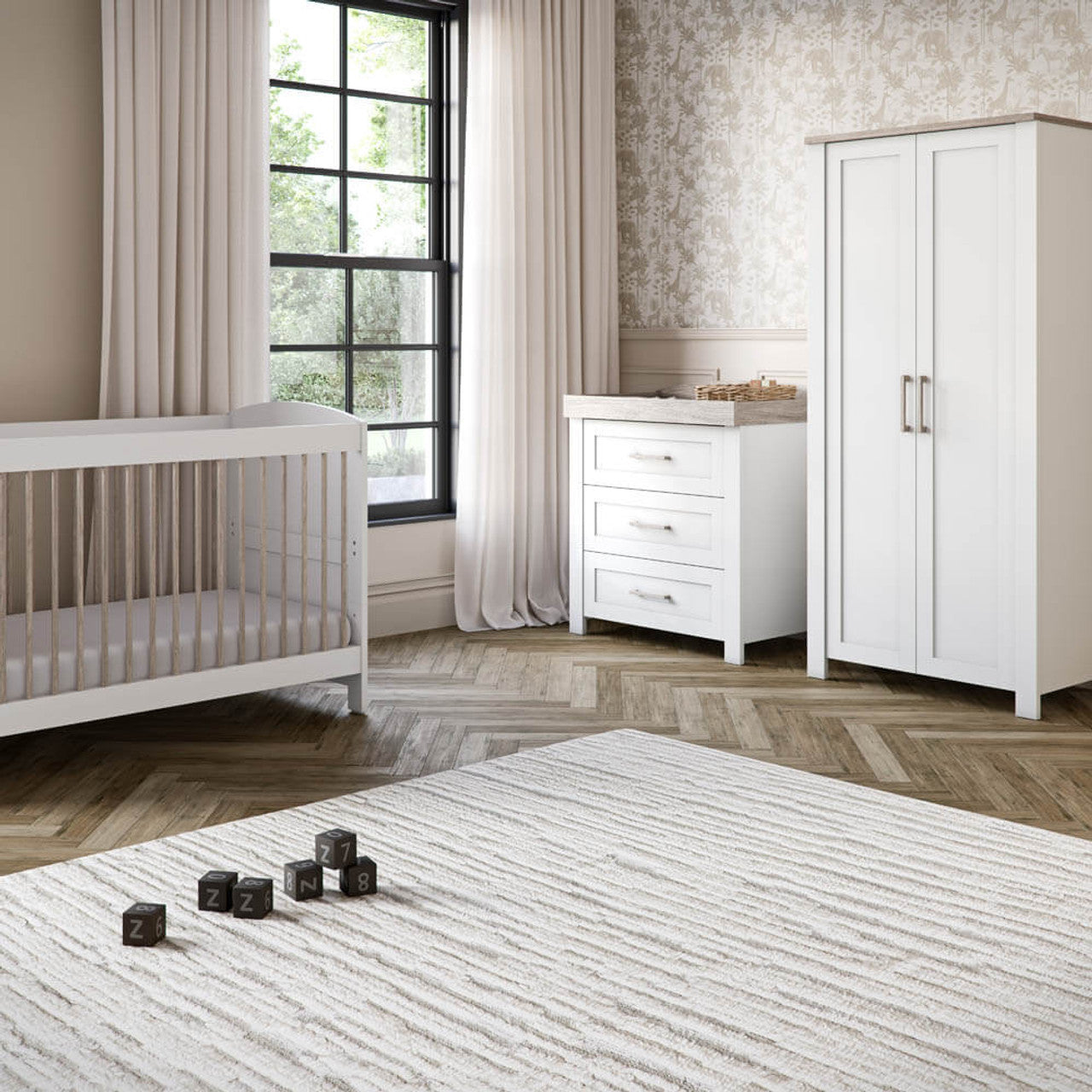 Silver Cross Valencia 3 Piece Nursery Set with Convertible Cot Bed, Dr ...