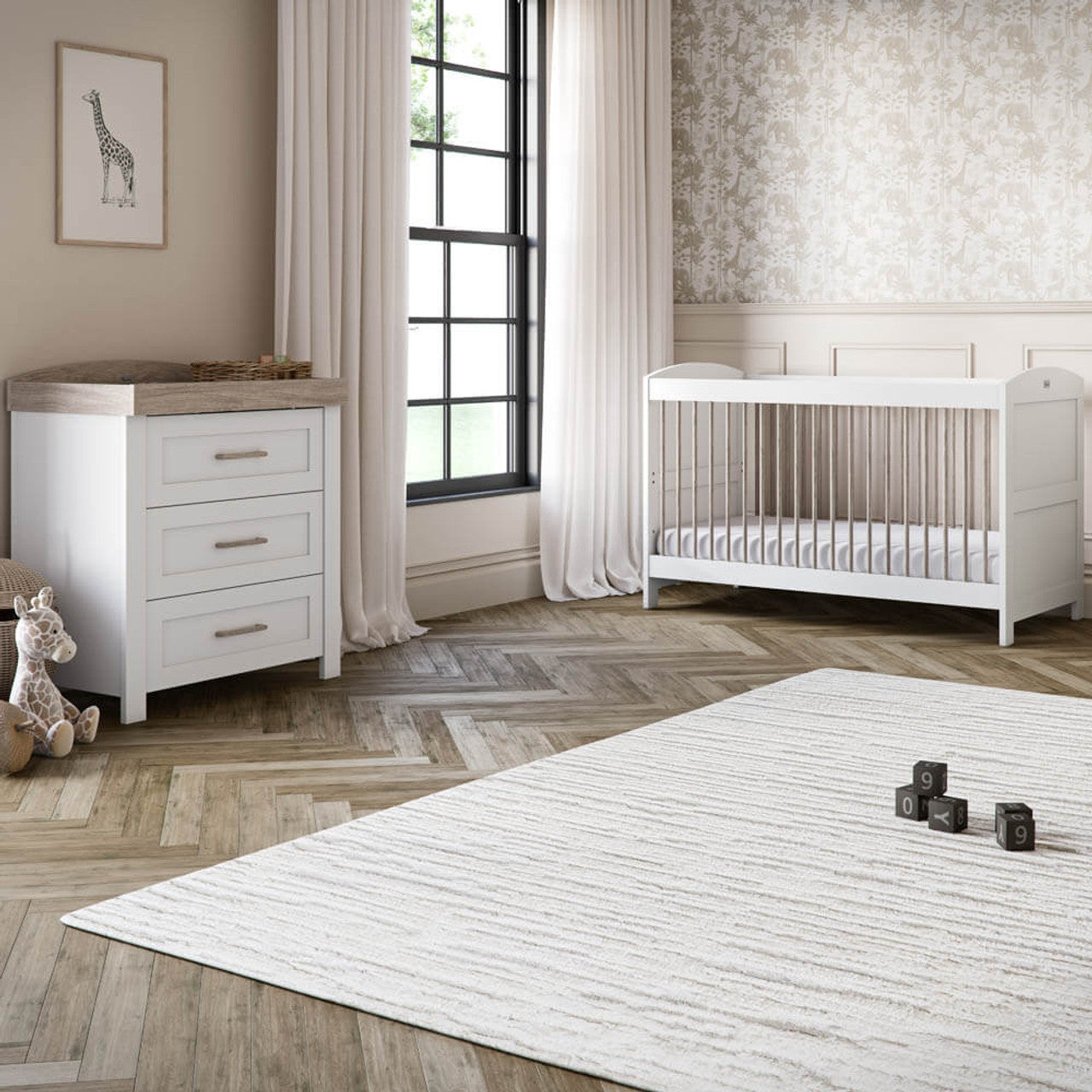 Silver Cross Valencia 2 Piece Nursery Set with Convertible Cot Bed & D ...