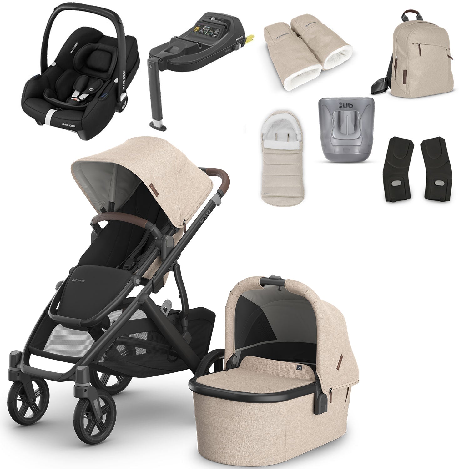 UPPAbaby VISTA V3 Luxury Maxi-Cosi Cabriofix i-Size Travel System Bund ...